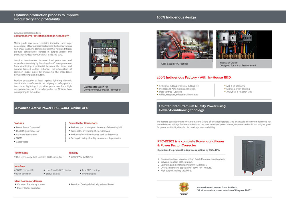 PFC Online UPS for CNC & laser cutting machine with regenerative load